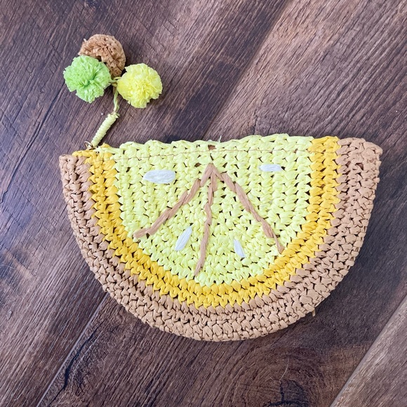 LOFT | Bags | New Wo Tags Loft Lemon Straw Clutchpouch | Poshmark